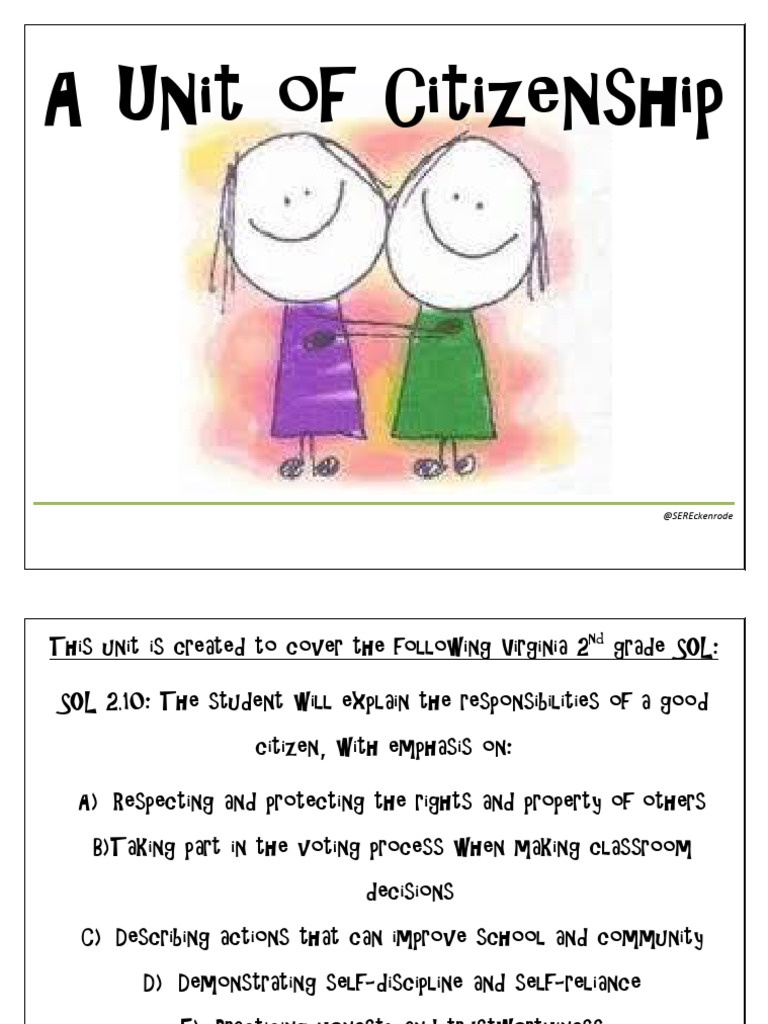 2nd Grade Citizenship Unit Plan | PDF