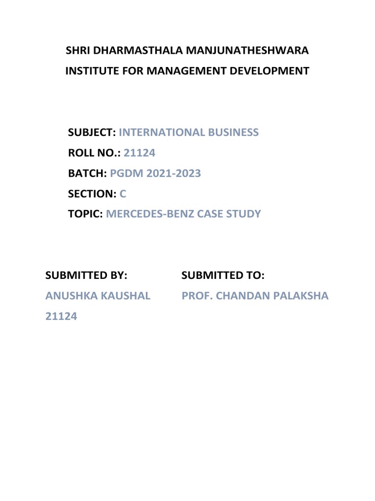 IB Case 1 - Section C | PDF | Mercedes Benz | Car