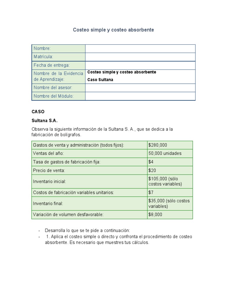 Costeo Simple y Costeo Absorbente | PDF | Economias