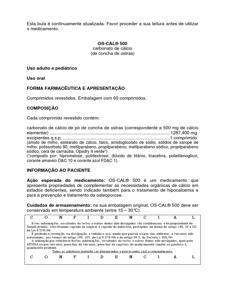 Os Cal Bula Paciente | PDF | Cálcio | Vitamina D