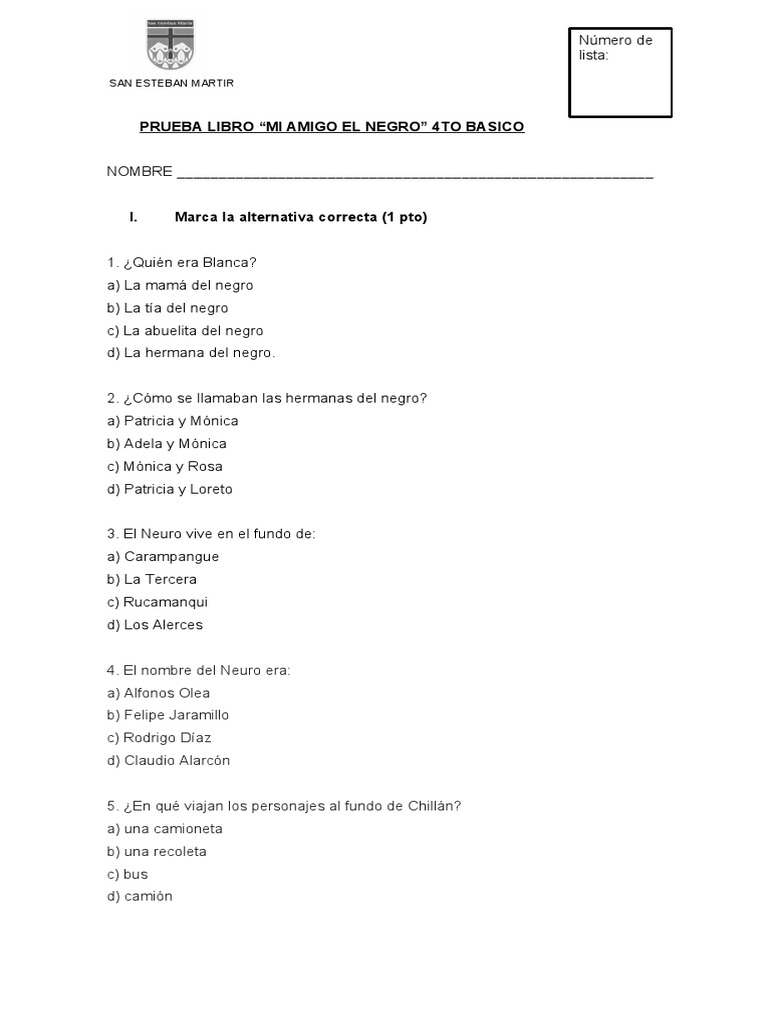 Prueba Mi Amigo El Negro | PDF