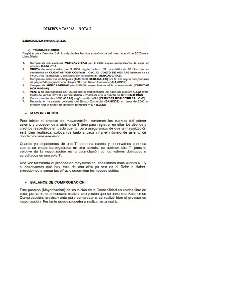 Andrea Puga Deber 3 La Favorita Contabilidad | PDF | Servicios financieros | Dinero