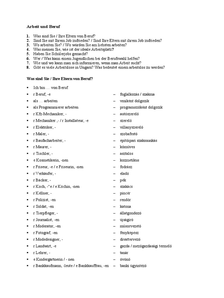 Arbeit Und Beruf | PDF