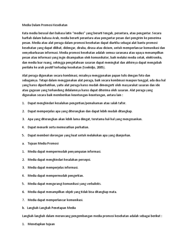 Media Dan Penggunaan Promkes | PDF