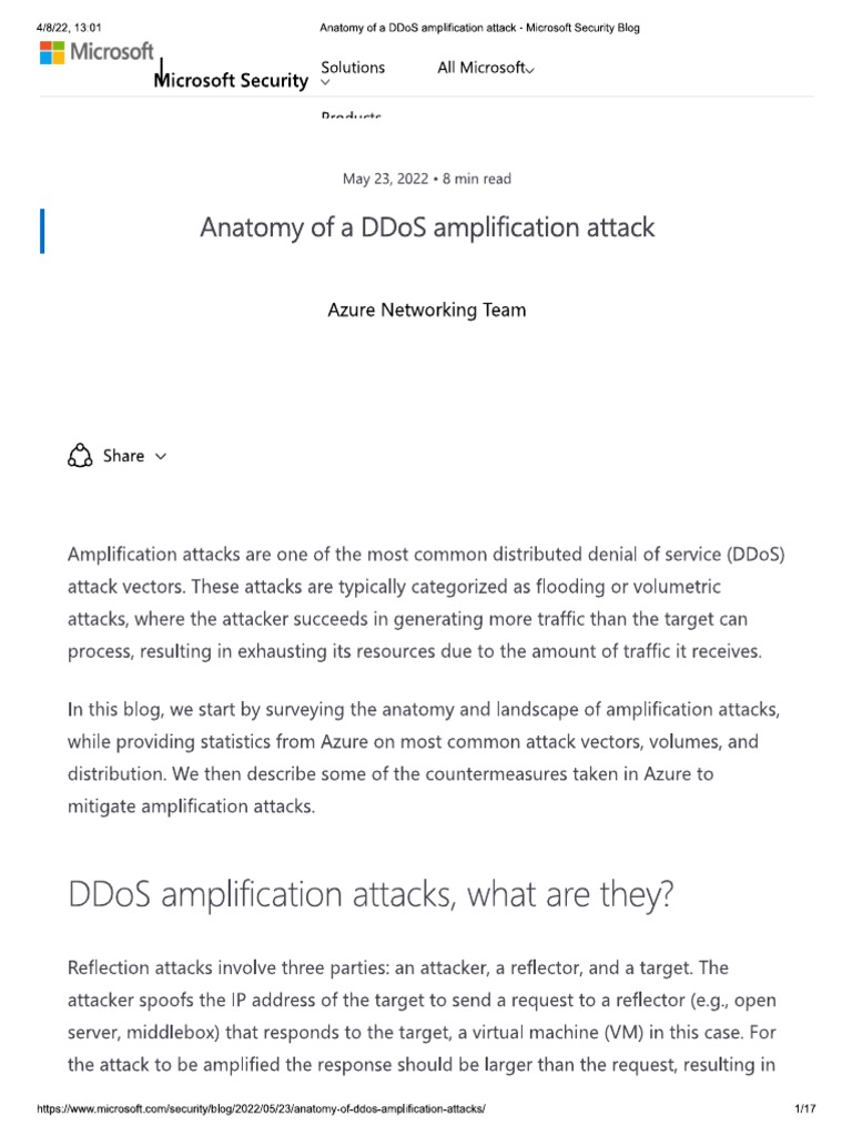 Anatomy of A DDoS Amplification Attack - Microsoft | PDF