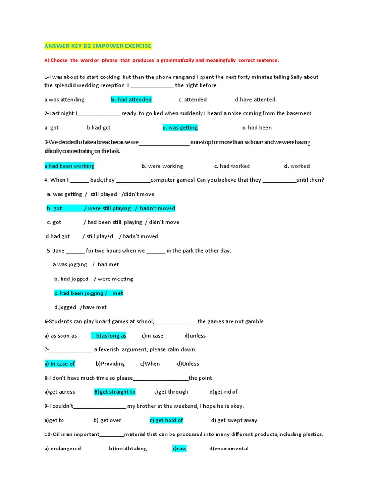 b2 Key Empower Worksheet For Unit 2 Answer Key | PDF
