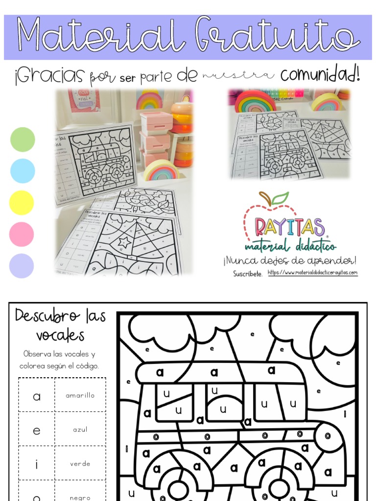 FREE. Descubre Las Vocales | PDF | Verde | Color