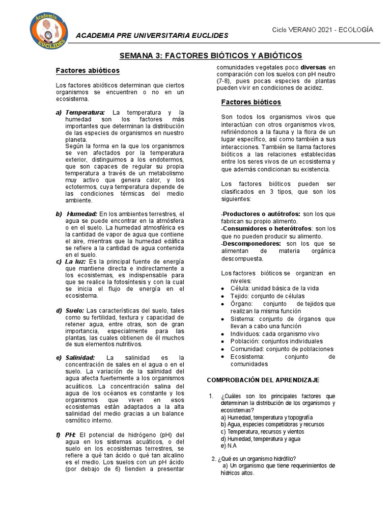 Factores Bioticos y Abioticos | PDF | Agua | Suelo