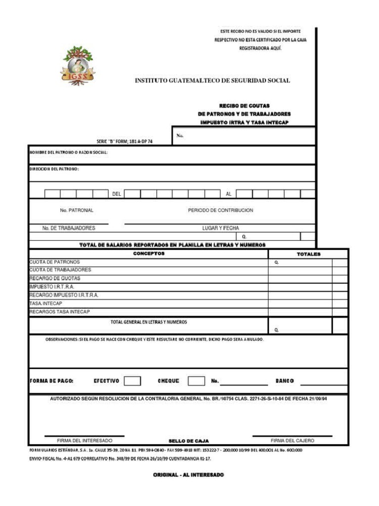 Formatos Del IGSS | PDF