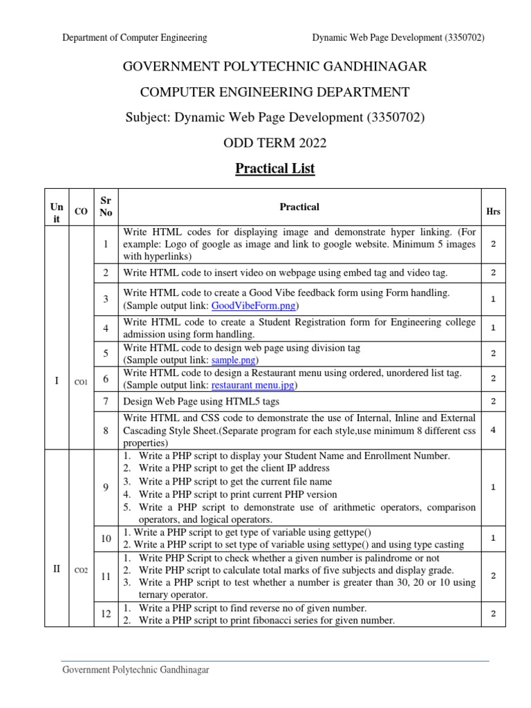 DWPD Practical List 2022 | Download Free PDF | Php | World Wide Web DWPD Practical List 2022 | Download Free PDF | Php | World Wide Web