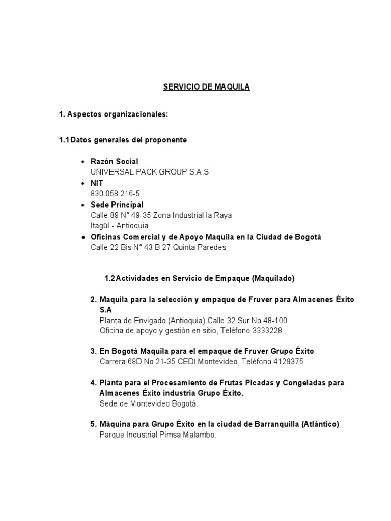 Servicio de Maquila | PDF | Business | Calidad (comercial)