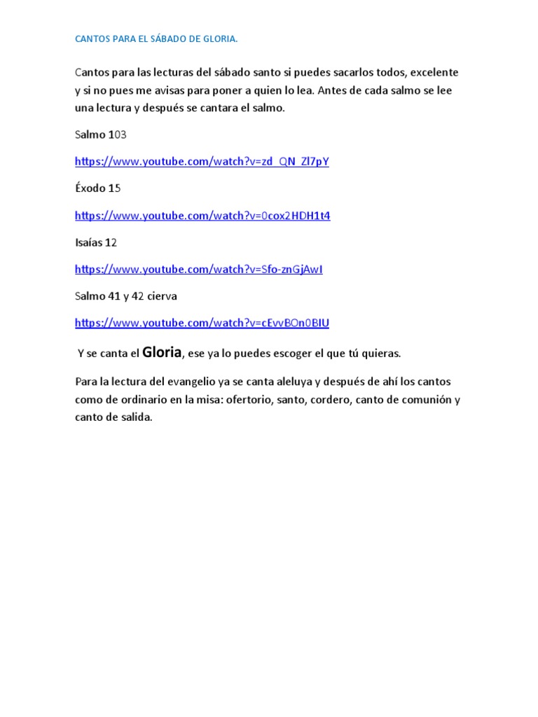 Cantos Para El Sábado Santo Pdf