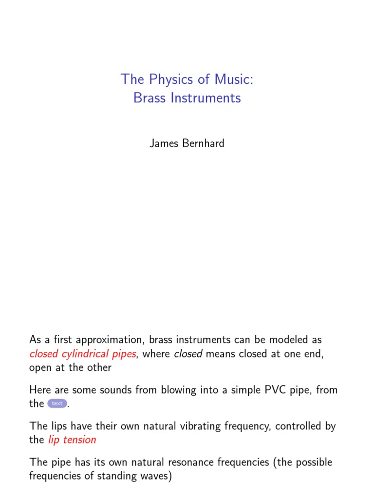 The Physics of Brass Instruments | PDF | Trumpet | Brass Instruments
