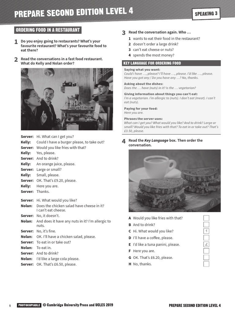 PREPARE 4 Speaking 3 | PDF | Fast Food | Nutrition