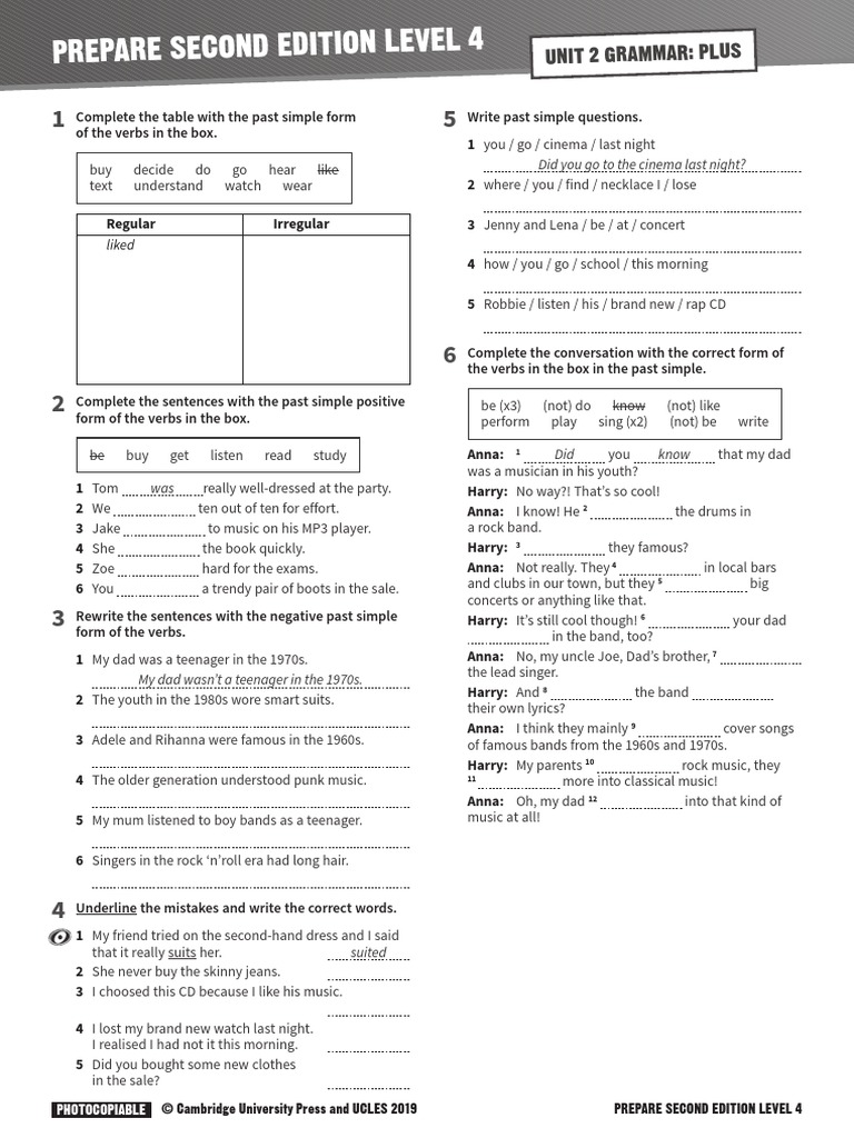 PREPARE 4 Grammar Plus Unit 02 | PDF