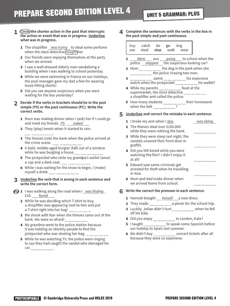 PREPARE 4 Grammar Plus Unit 05 | PDF | Crimes | Crime & Violence