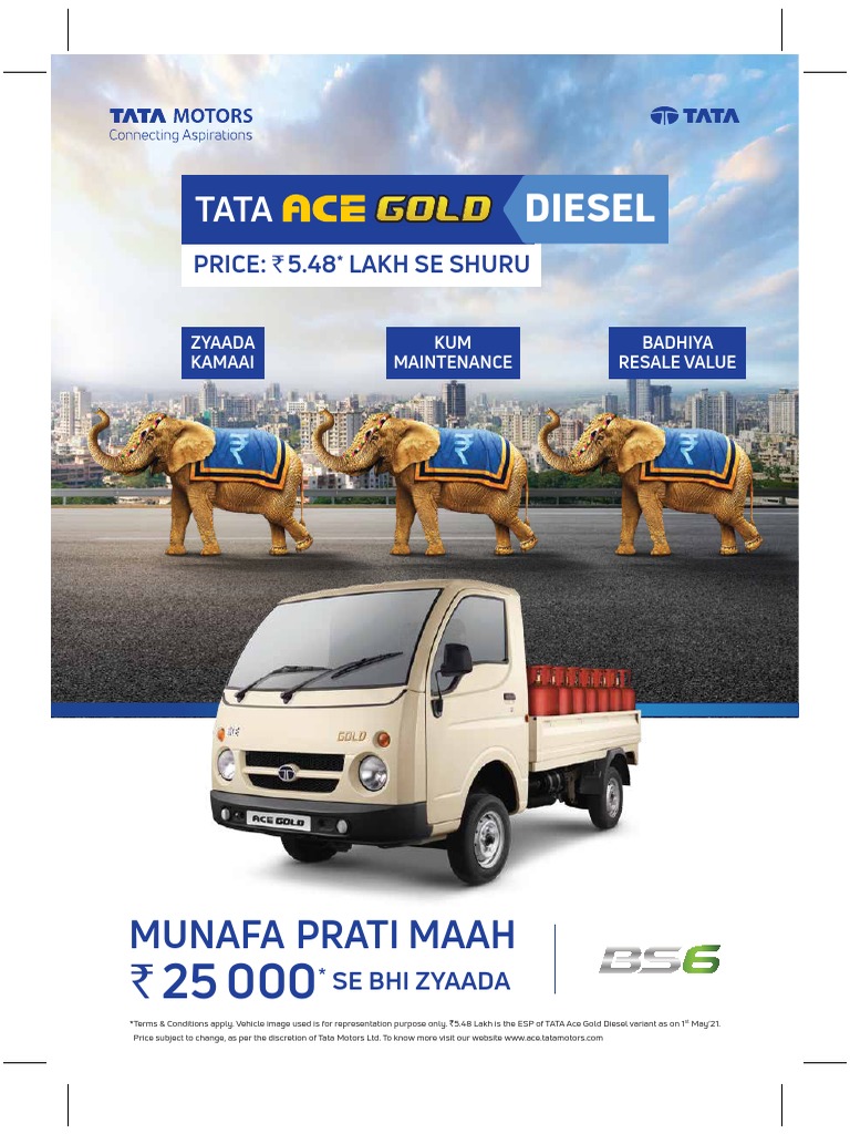 Tata Ace Gold Diesel Brochure | PDF | Truck | Diesel Engine