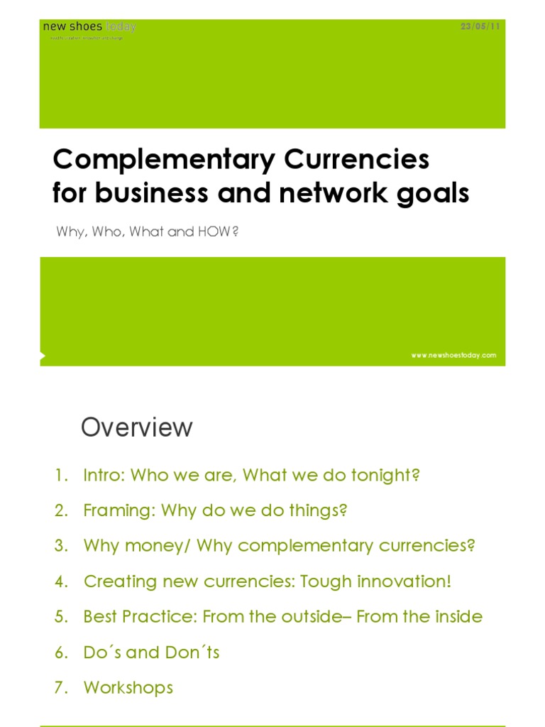 Complementary Currencies For Business and Network Goals - Igor and ...