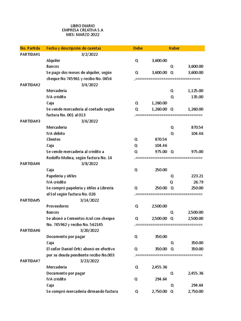Libro Diario | PDF | Factura | Dinero