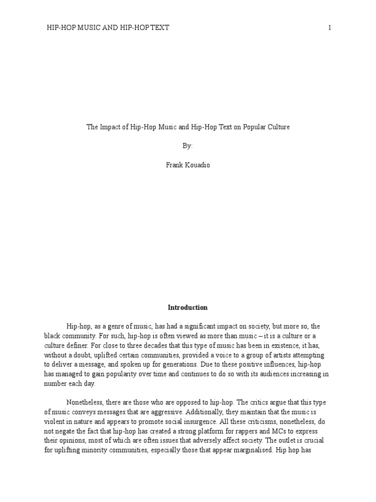 The Cultural Impact of Hip-Hop Music | PDF | Hip Hop Music | Survey ...