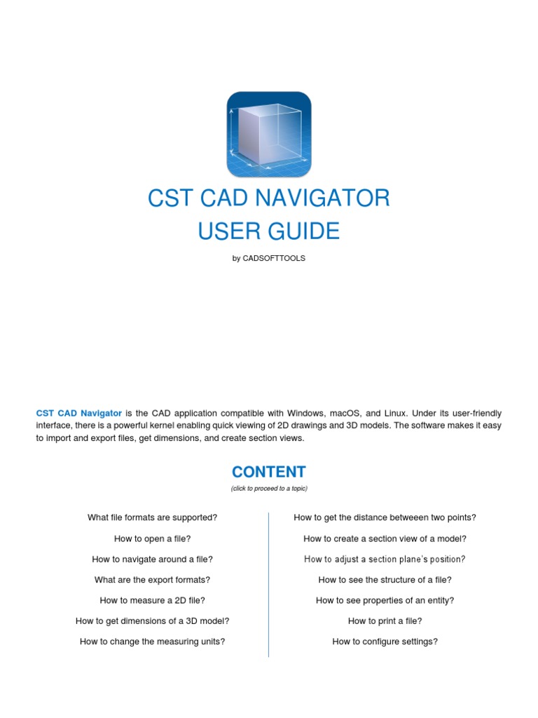 CST CAD Navigator User Guide | PDF | 3 D Computer Graphics | Computer Aided Design