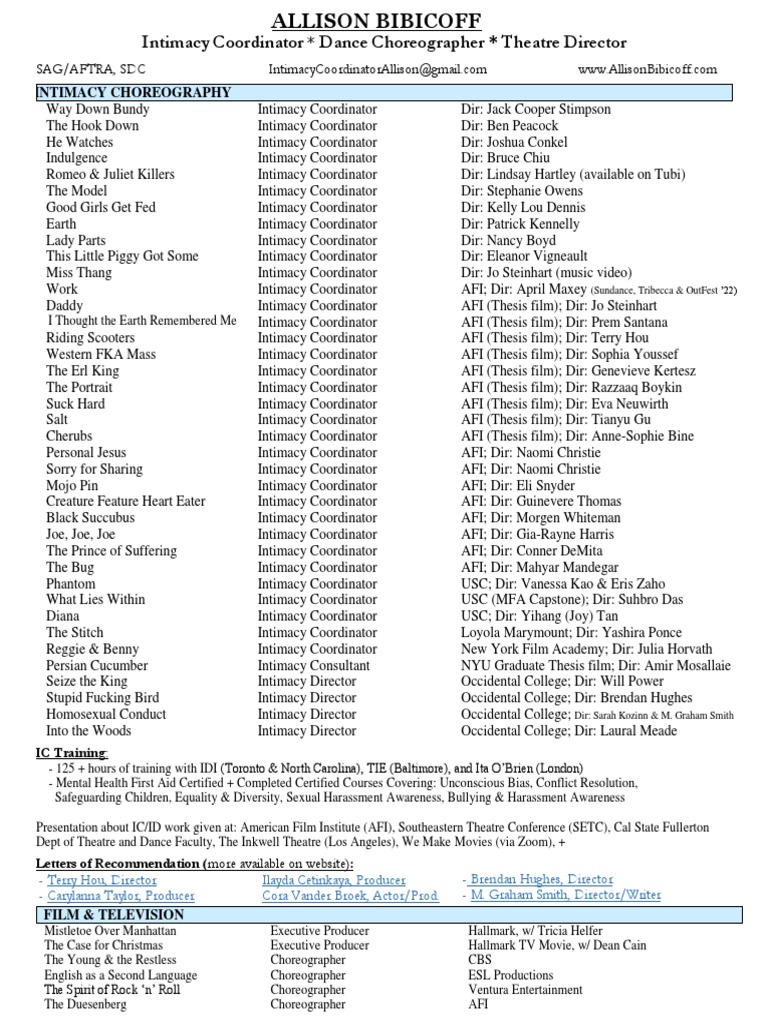 Bibicoff Ic Resume 2022 09 For Website | PDF | Performing Arts ...