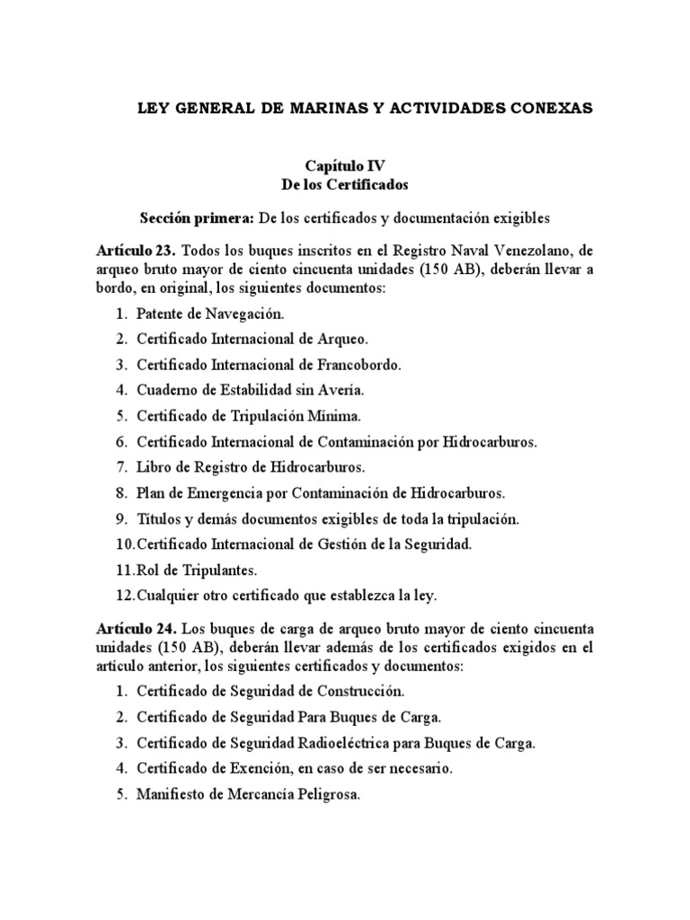 Certificados e Inspecciones | PDF | Buques | Venezuela