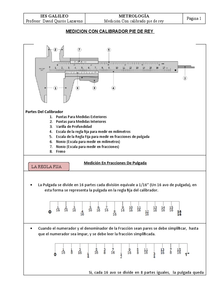 Medicion Con Calibrador Pie de Rey | PDF | Metrología
