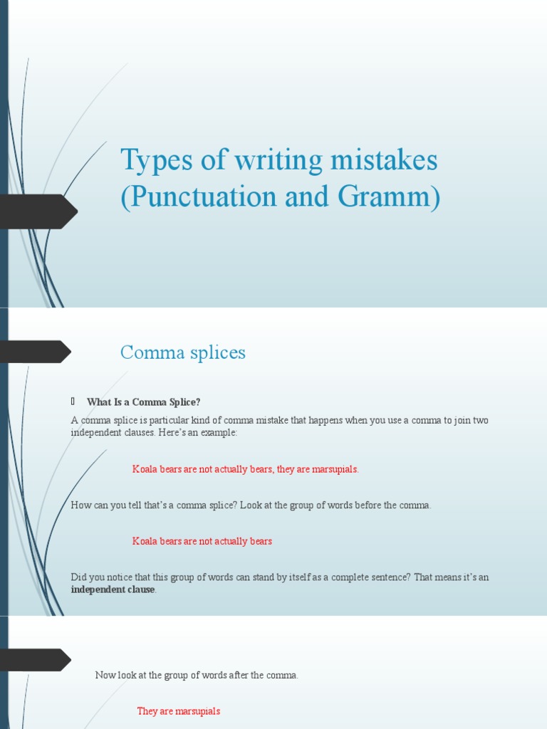 Types of Writing Mistakes (Punctuation) | PDF | Comma | Grammatical Number
