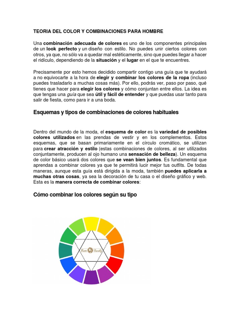 Teoria Del Color y Combinaciones para Hombre Parte 1 | PDF | Color | Qualia