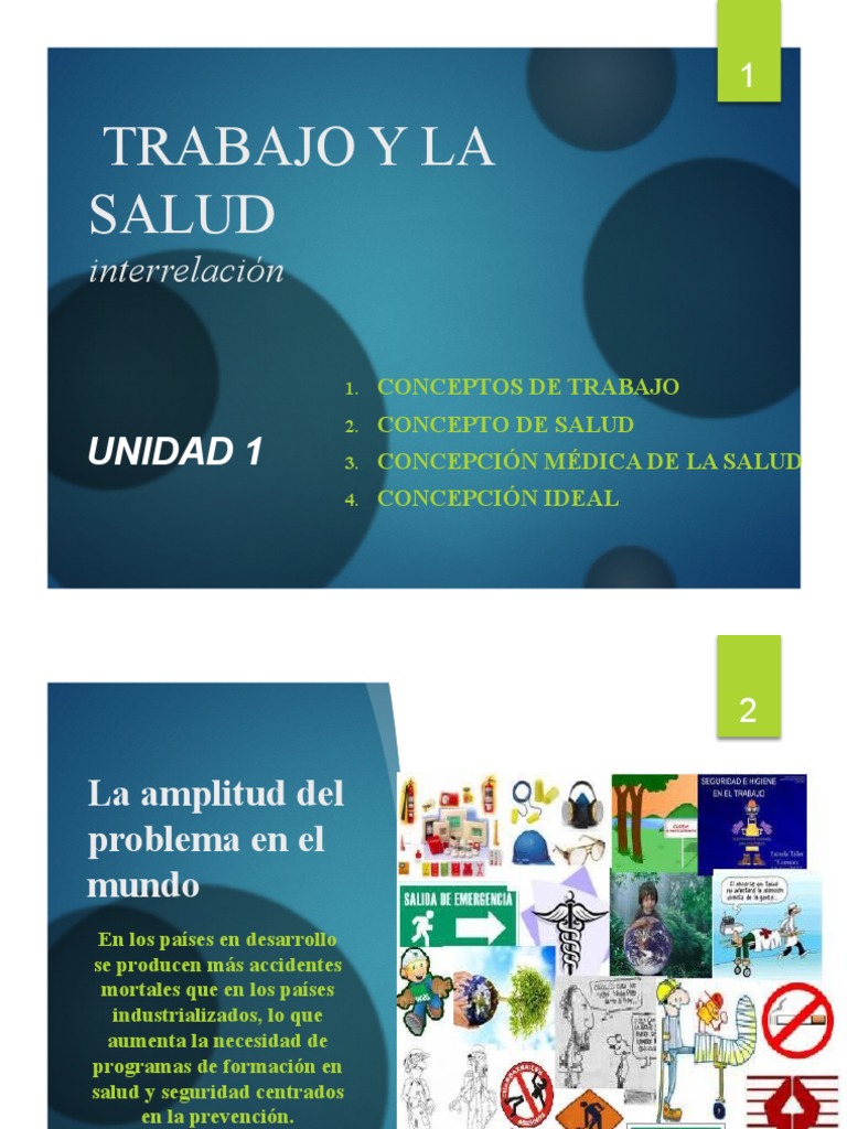 UNIDAD 1. TRABAJO Y SALUD - Salud Ocupacional | PDF | Seguridad y salud ...