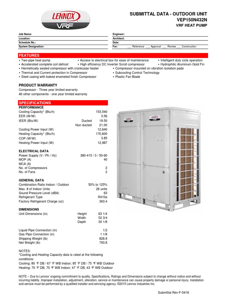 VRF 150 | PDF | Heat Pump | Electricity