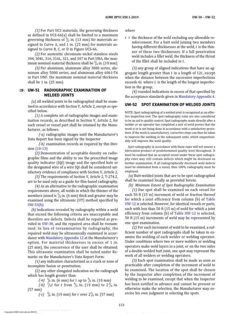 Asme Sec Viii Div 1 Uw-51 | PDF | Welding | Construction