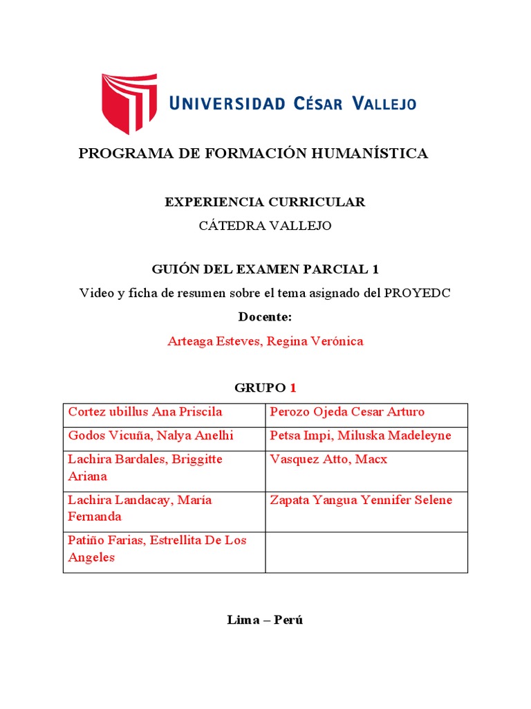 Guion para El Examen Parcial 2 | PDF