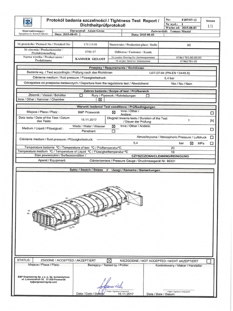 Tightness Test Report | PDF