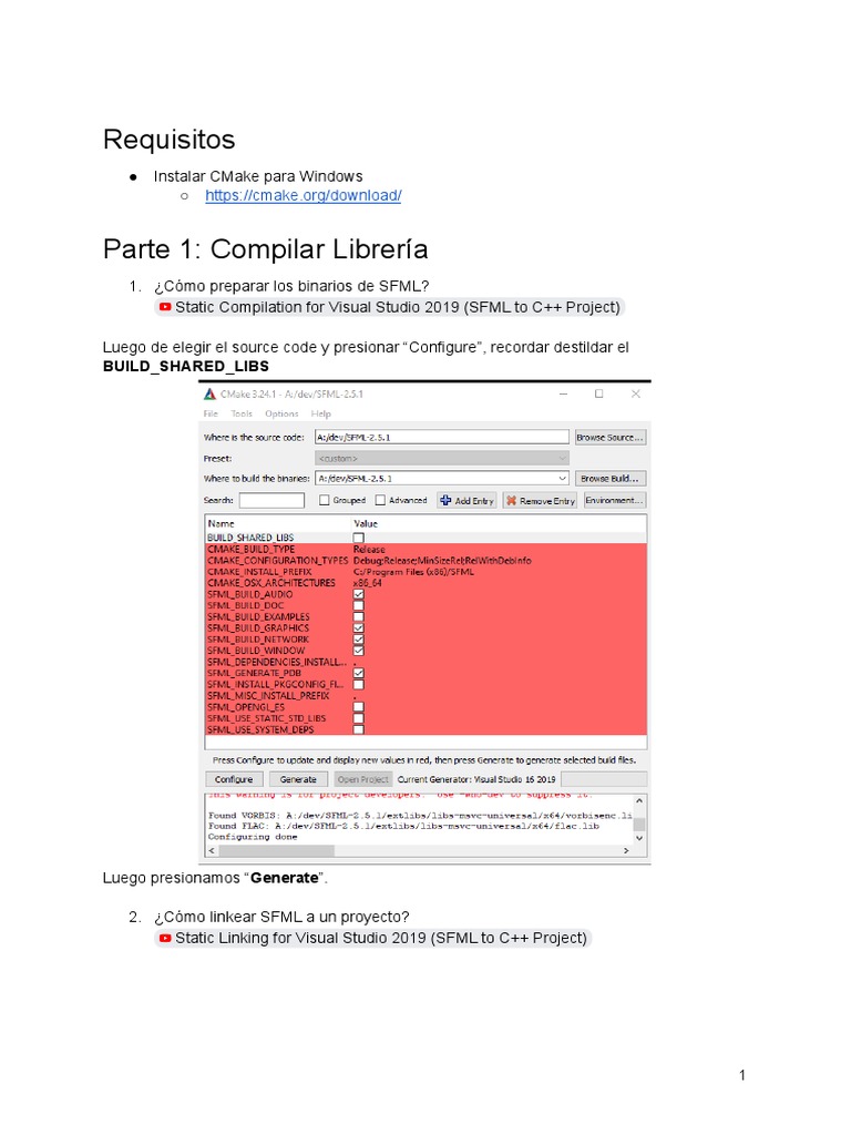 CMake + SFML + Visual Studio (Windows) | PDF CMake + SFML + Visual Studio (Windows) | PDF