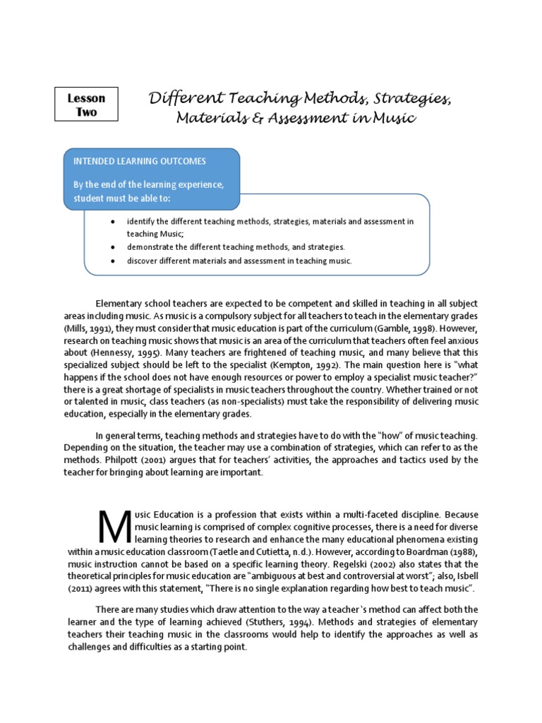 Lesson 2 - Different Teaching Methods | PDF | Teaching Method | Music ...