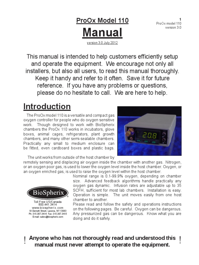 PROOX 110 MANUAL v3.0 d0712 | PDF | Equipment | Electrical Engineering