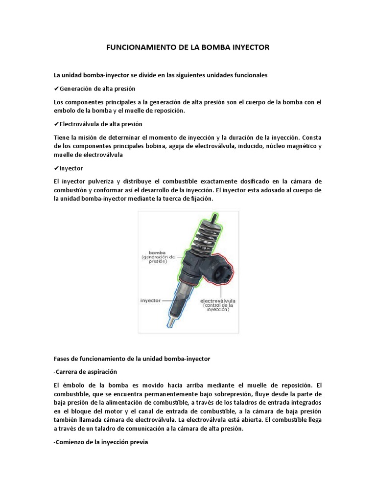Funcionamiento Del Bomba Inyector | PDF | Inyección de combustible ...