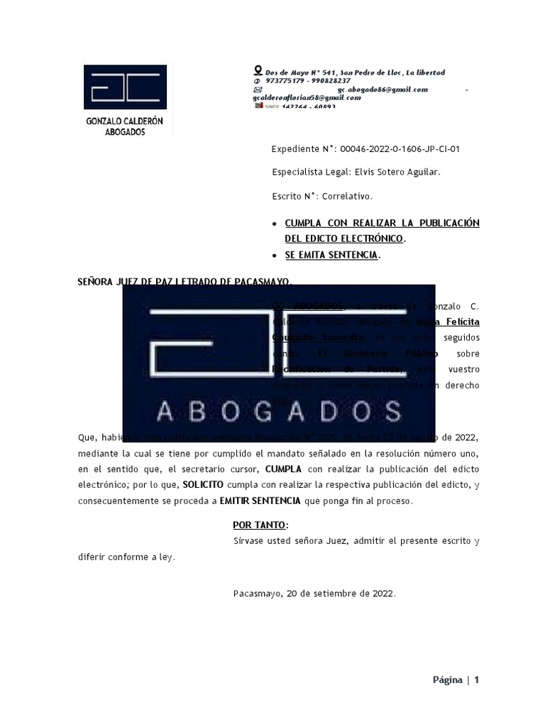 Publicación de Edicto y Sentencia | PDF