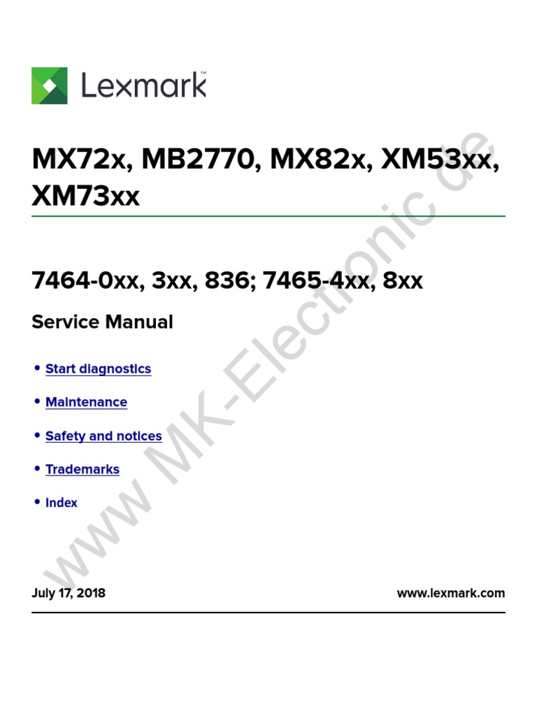 MX72 MX82 XM53 XM73 | PDF | Printer (Computing) | Trademark