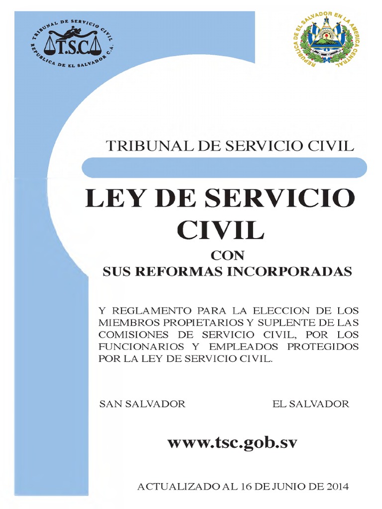 Ley Servicio Civil Elsalvador-Reformada 2014 | PDF | Servicio Civil ...