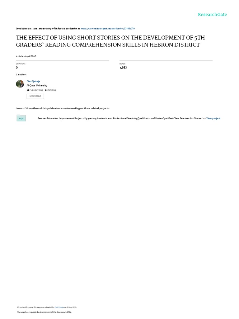 The Effect of Using Short Stories On The Development of 5th Graders ...