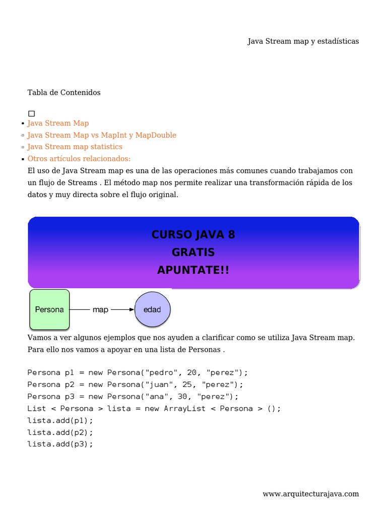 Java Stream Map y Estadísticas | PDF | Java (lenguaje de programación) | Programación de ...
