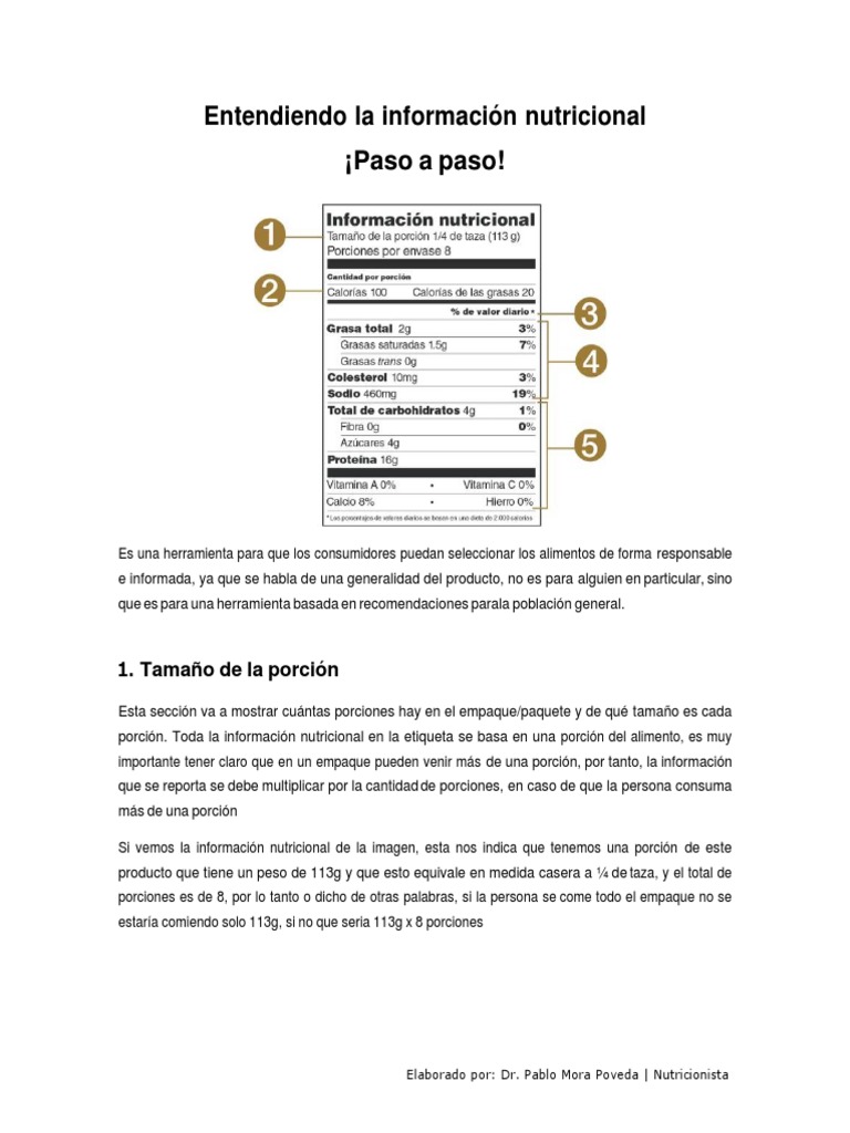 Entendiendo La Informacion Nutricional CORRECTO | PDF | Etiqueta de ...