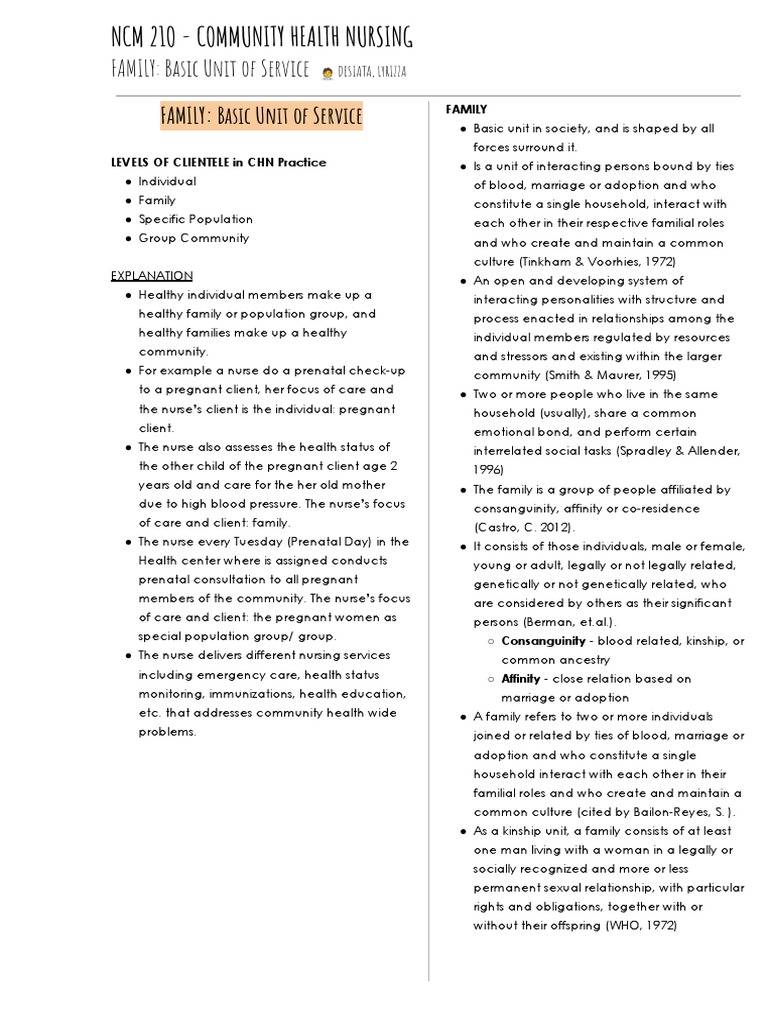 NCM 211 Lect - Family Basic Unit of Service | PDF | Family | Marriage