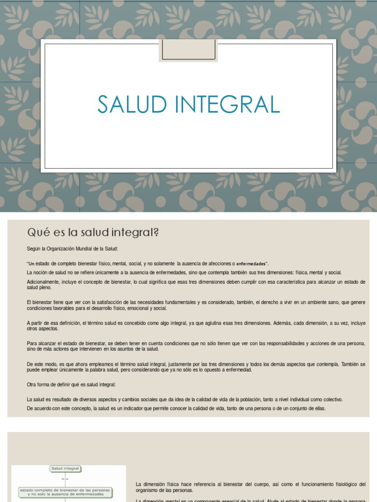 Salud Integral | PDF | Higiene | Ciencia cognitiva