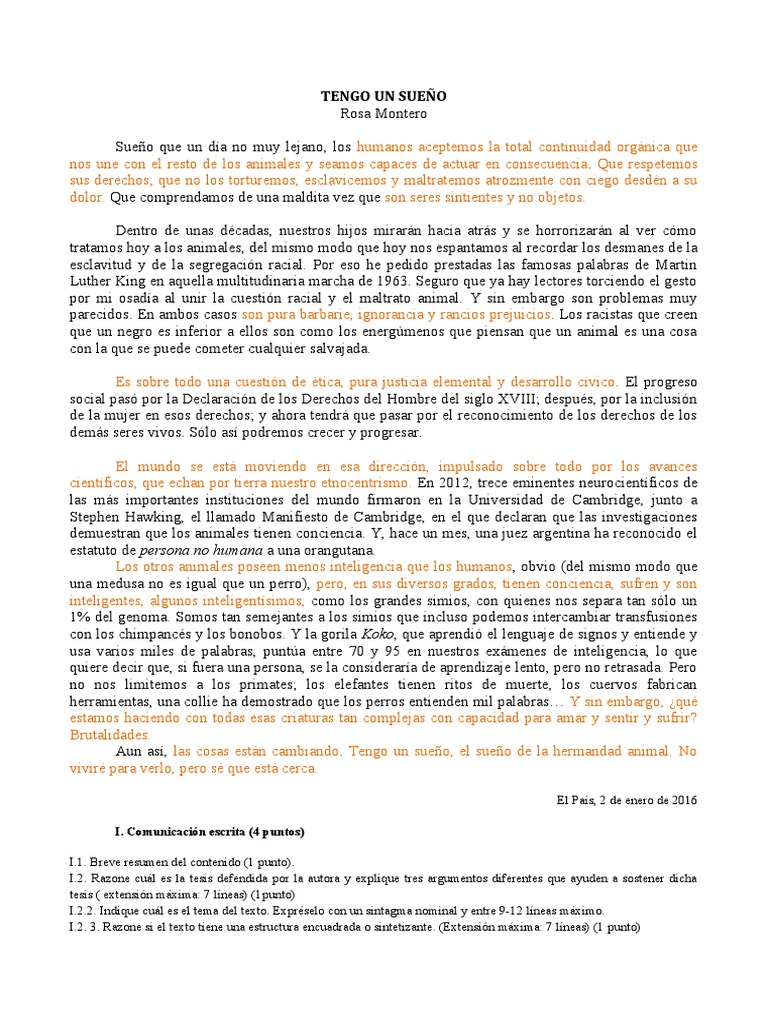 Tengo Un Sueño Examen Modelo Ebau | PDF