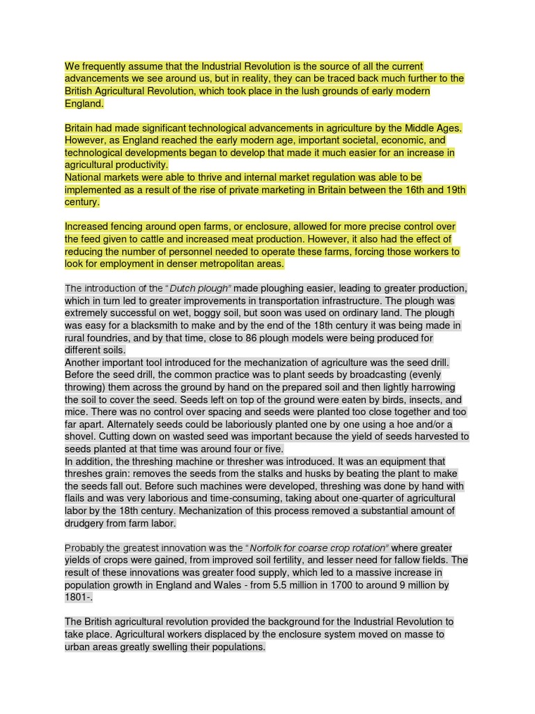 Agricultural Revolution - Industrial Revolution | PDF | Agriculture ...