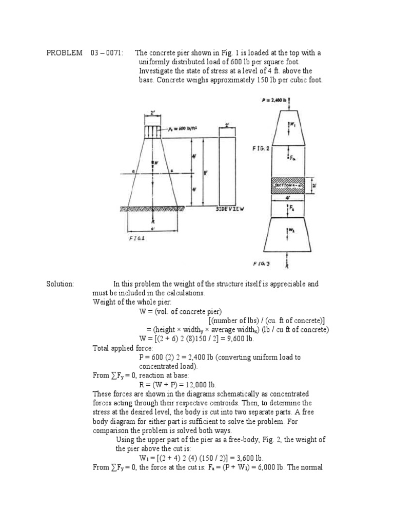 Determining the Stress at a Specific Level Within a Concrete Pier Subjected to Both Distributed ...